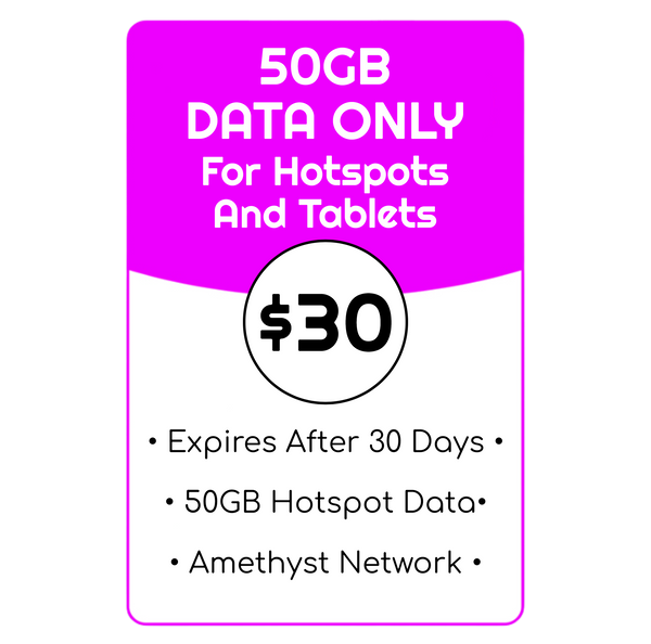 50GB Data Only - Amethyst Network - CG Cellular